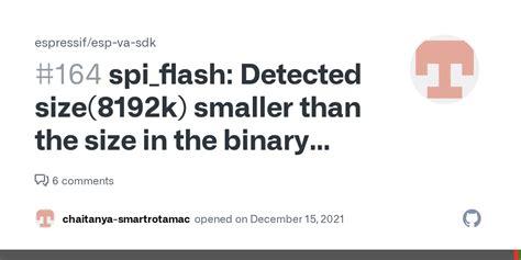 Spiflash Detected Size8192k Smaller Than The Size In The Binary