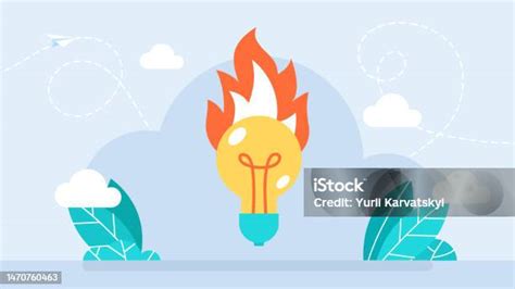뜨거운 아이디어 새로운 아이디어 창의적 사고 브레인 스토밍 흥미로운 문제 해결 사업 아이디어 시작의 개념 빨간 불 아이콘이 있는