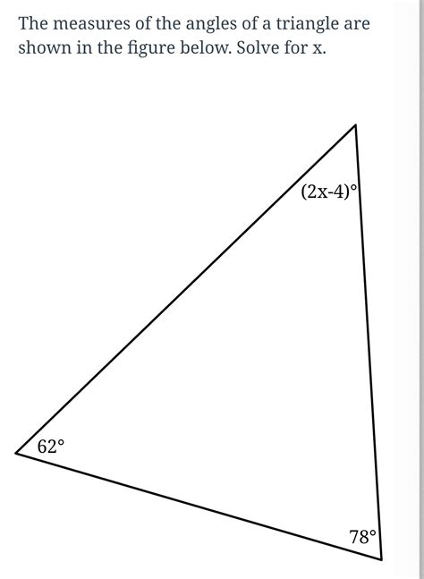 solved the measures of the angles of a triangle are shown in the