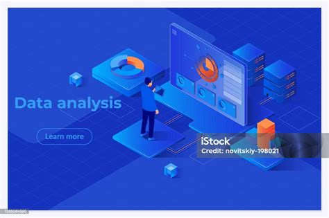 차트와 상호 작용하고 통계를 분석하는 사람 데이터 시각화 개념입니다 3d 등분 측정 벡터 그림 개념에 대한 스톡 벡터 아트 및