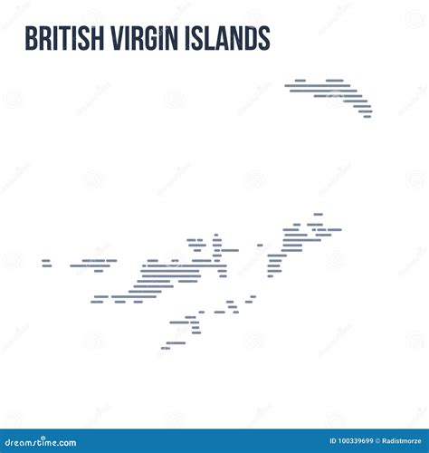 Vector Abstract Hatched Map Of British Virgin Islands With Horizontal Lines Isolated On A White