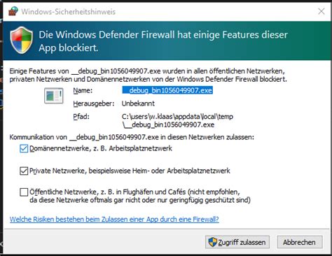 windows firewall always shows up on every start of debug session · issue 1955 · golang vscode