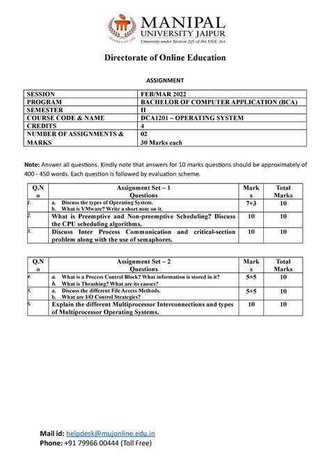 Assignment Dca1201 Operating System Set 1and2 July 2022 Directorate