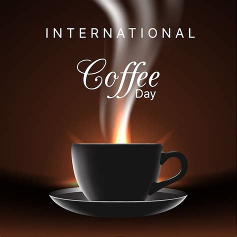 현실적인 국제 커피의 날 그림 프리미엄 벡터