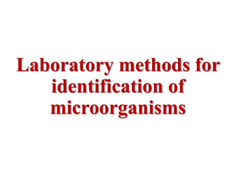 4 Laboratory Methods For Identification Of Microorganisms Microbiology Pptx