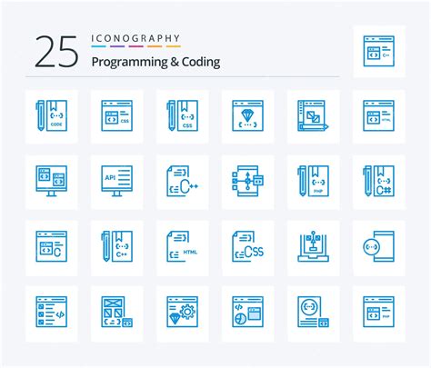 Premium Vector Programming And Coding 25 Blue Color Icon Pack