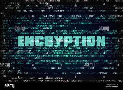 Word Encryption Written Over Unreadable Encrypted Data Stock Photo Alamy