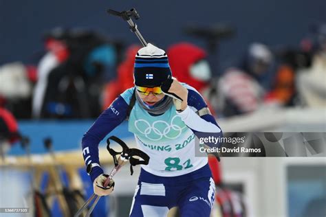Mari Eder Of Team Finland Skis During Mixed Biathlon 4x6km Relay At