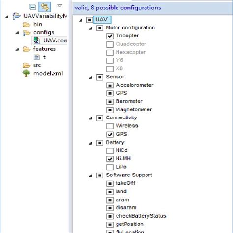 Configuring Features For The Uav System For Specific Features