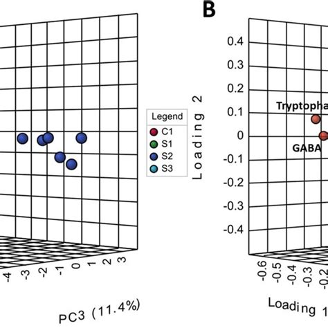 Principle Component Analysis Pca Score Plot A And Loading Plot B