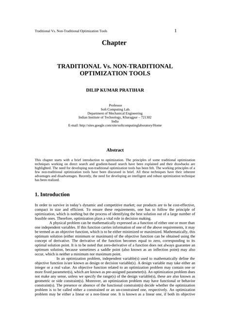 Pdf Traditional Vs Non Traditional Optimization Tools