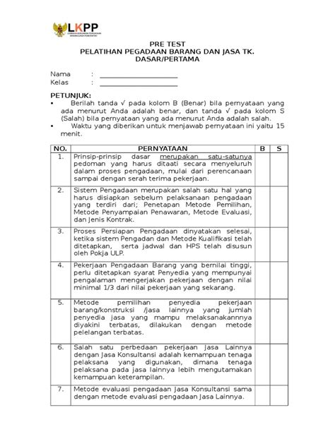 Contoh Soal Pre Test Dan Post Test Kelas 3 Sd Mobile Legends Gambaran