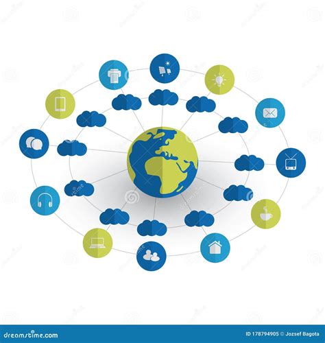 Digital World Networks Iot And Cloud Computing Concept Design With