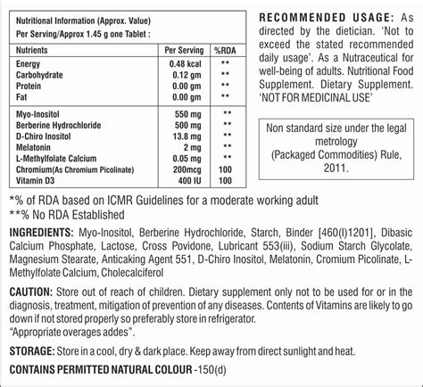 Myo Inositol Tablet Strength 500 Mg Packaging Size 1010 Alu Alu At Rs 35stripe In Surat