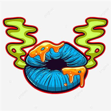 Lip Drip Clipart Vector Dripping Lips Cartoon Sticker Design Logo