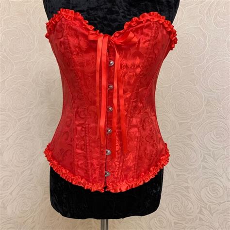 Vintage Hourglass Corset Red Satin Corset S Gem