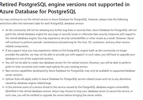 Is Postgre Update Mandatory Microsoft Qanda