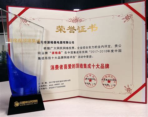 喜喜喜派格森荣获消费者喜爱的顶墙集成十大品牌称号 派格森全屋吊顶 顶墙一体 高端定制