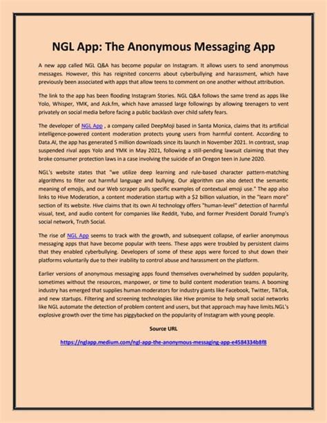 Ngl App The Anonymous Messaging App Pdf