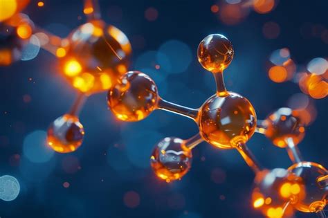Abstract Molecular Structure With Glowing Orange Spheres Premium Ai Generated Image