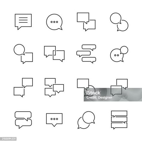 간단한 말풍선 선 아이콘 집합입니다 채팅 커뮤니케이션 대화 메시지 기포에 대한 스톡 벡터 아트 및 기타 이미지 기포 사색 선 아이콘 Istock