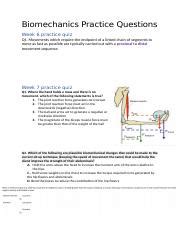 Biomechanics Practice Questions Docx Biomechanics Practice Questions Week Practice Quiz Q