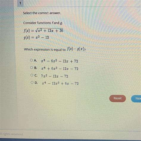 Select The Correct Answer Consider Functions F And G F X X² 12x