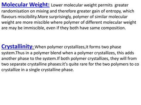 Miscibility And Thermodynamics Of Polymer Blends