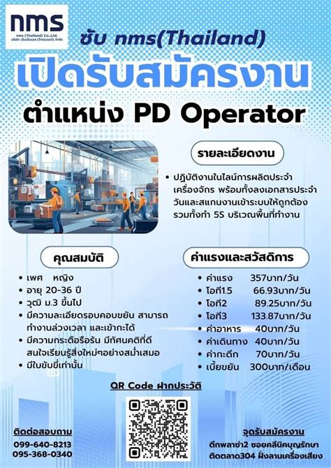 เอ็นเอ็มเอส 📣 รับสมัครฝ่ายผลิตหญิง 10 อัตรา ด่วนค่ะ💥 มีใบขับขี่ โรงงานตั้งอยู่นิคม304