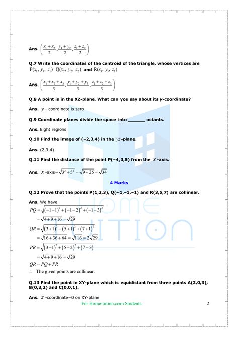 Important Questions For Class 11 Maths Chapter 12 Introduction To Three