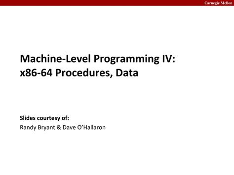 Ppt Machine Level Programming Iv X86 64 Procedures Data Powerpoint