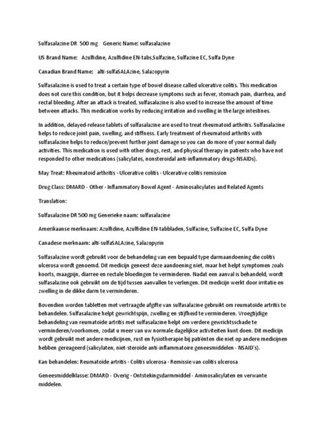 Sulfasalazine Dr 500 Mg Generic Name Pdf
