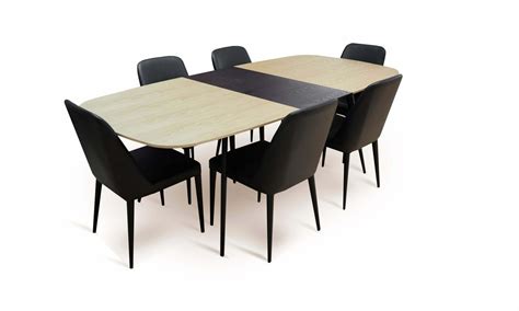 Dawood Brahm Stækkanlegt Borðstofuborð Natural Oak Black Vogue