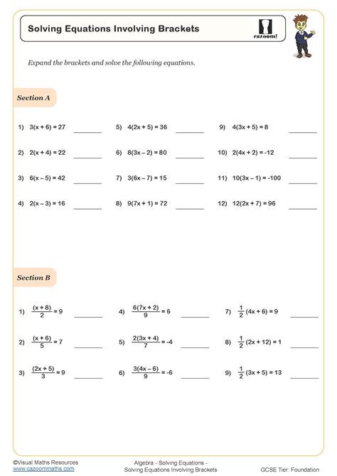 Solving Linear Equations Brackets Worksheet At Edward Oneal Blog