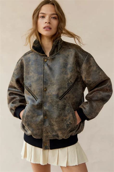Uo Erin Faux Leather Oversized Jacket Urban Outfitters