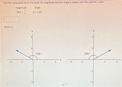 Solved Find The Component Form Of V ﻿given Its Magnitude And