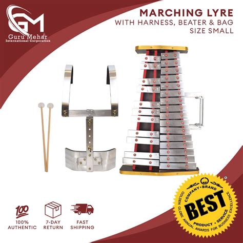 Marching Lyre Set Small Medium Large With Harness Beater And Bag For