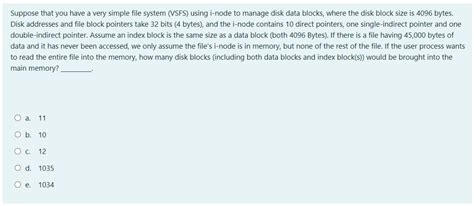 Solved Suppose That You Have A Very Simple File System
