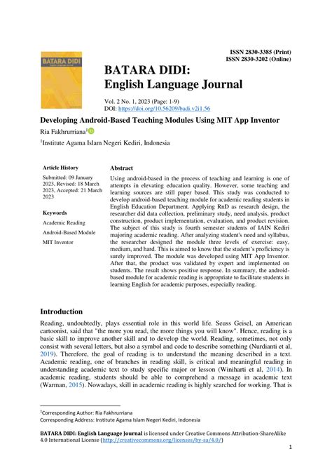 Pdf Developing Android Based Teaching Modules Using Mit App Inventor