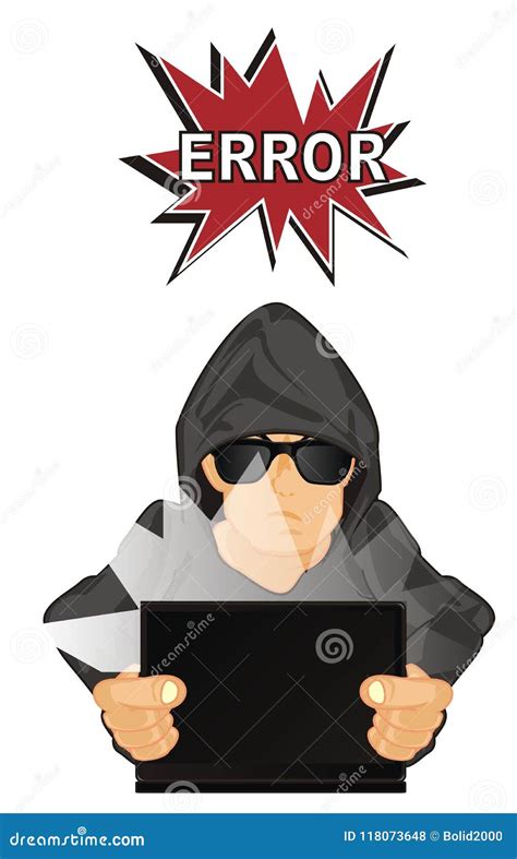 Hacker And His Error Stock Illustration Illustration Of Laptop 118073648