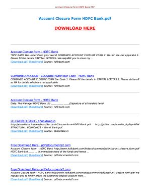 Fillable Online Avlib ACCOUNT CLOSURE FORM HDFC BANK ACCOUNT CLOSURE FORM HDFC BANK Fax Email