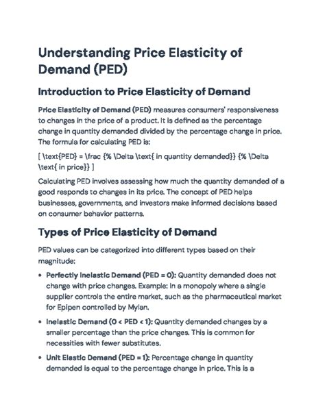 Understanding Price Elasticity Of Demand Ped For Economics Course