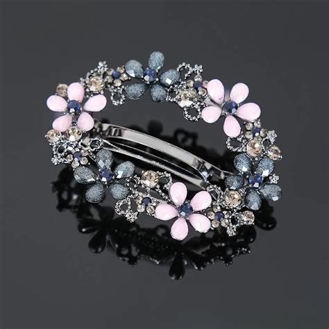 신제품 한국 타원형 꽃 크리스탈 스프링 헤어핀 럭셔리 지르콘 탑 클립 말꼬리 클립 기질 여성 패션 헤어 액세서리