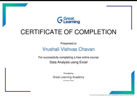 Vrushali Chavan On Linkedin L Have Successfully Completed Data Analysis Using Excel Course