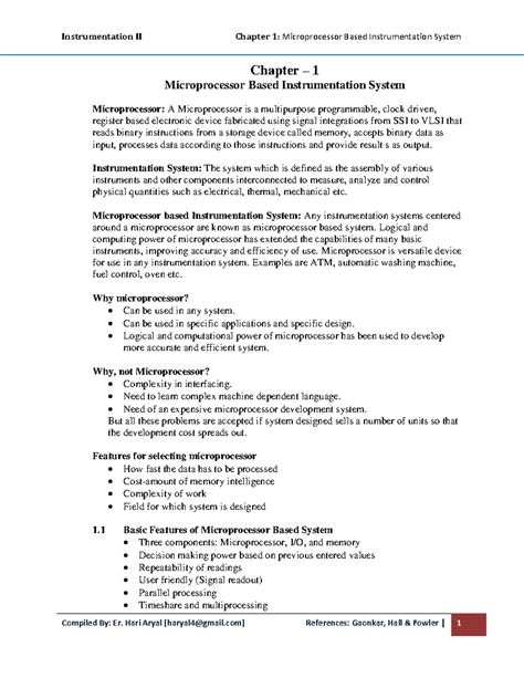 Chapter 1 Microprocessor Based Instrumentation System Chapter 1