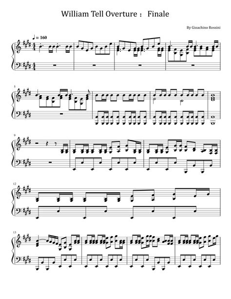 William Tell Overture Finale For Piano Solo Gioachino Rossini Arr
