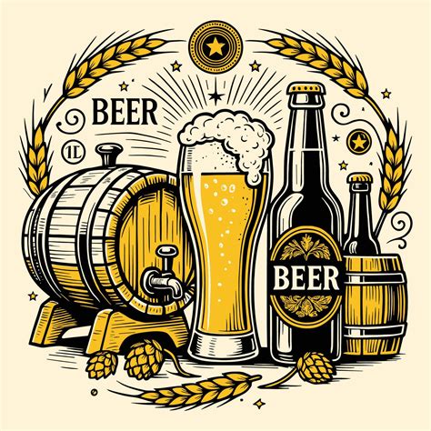 Beer And Beer Logo Design With Barrel And Beer Bottles 77772424 Vector
