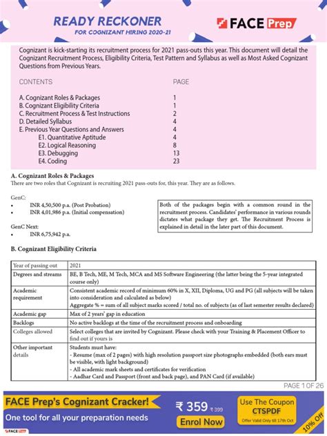ready reckoner cognizant 2021 pdf debugging computer programming