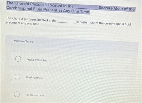 Solved The Choroid Plexuses Located In Thesecrete Most Of