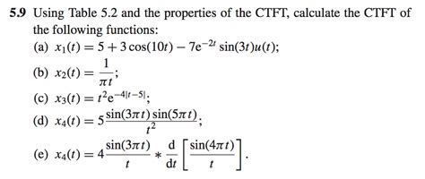 Solved Using Table 52 And The Properties Of The Ctft